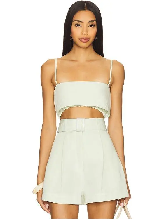 Matthew Bruch Structured Bandeau Crop Top - Pear Viscose Linen