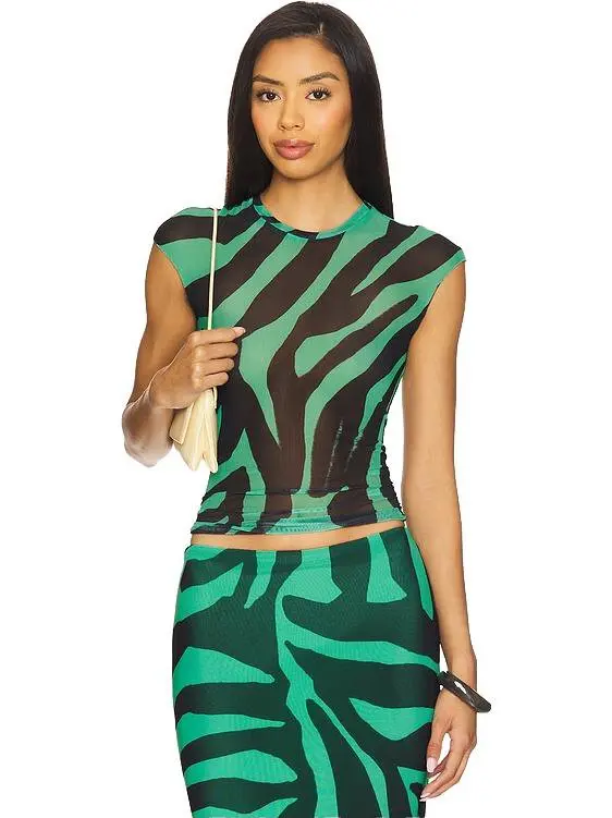 AFRM Nina Top - Green Zebra