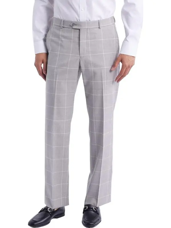 Berle Flat Front Stretch Wool Dress Pants - Pearl