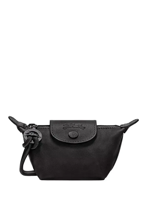 Longchamp Embossed Leather Pouch - Black
