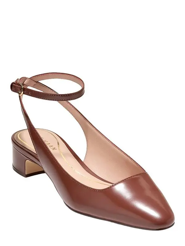 Cole Haan Paden Ankle Strap Pumps - Dark Cuoio Box Leather