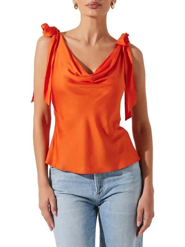 Astr The Label Allexina Cowl Neck Top - Orange