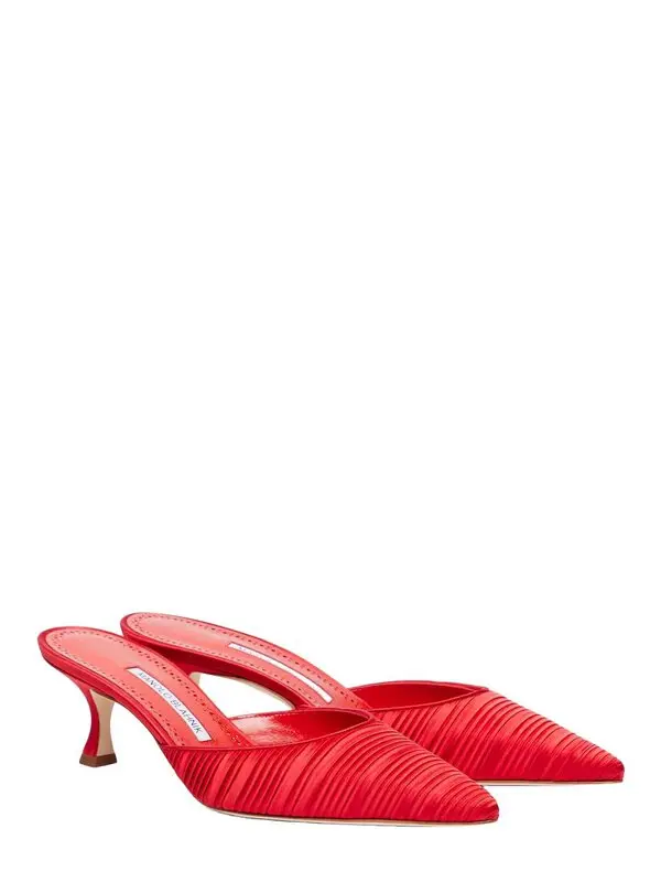 Manolo Blahnik Carolyne 50 Satin Mules - Red