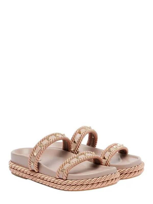 Valentino Garavani Rockstud Leather Slides - Pink