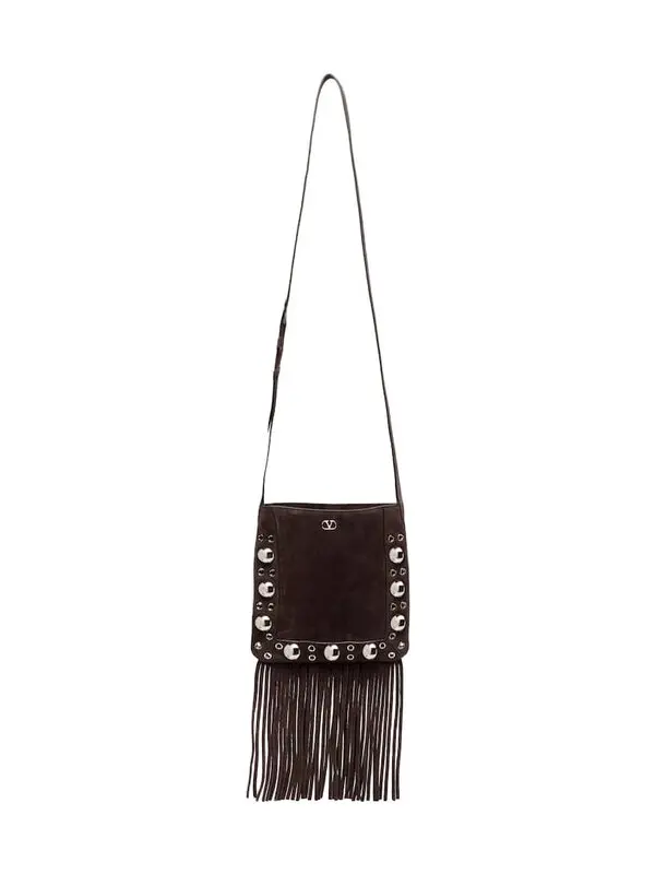 Valentino Garavani Nellcôte Small Fringed Shoulder Bag - Brown