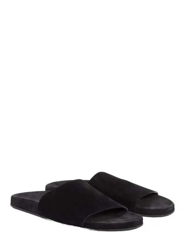 THE ROW Hugh Suede Slides - Black