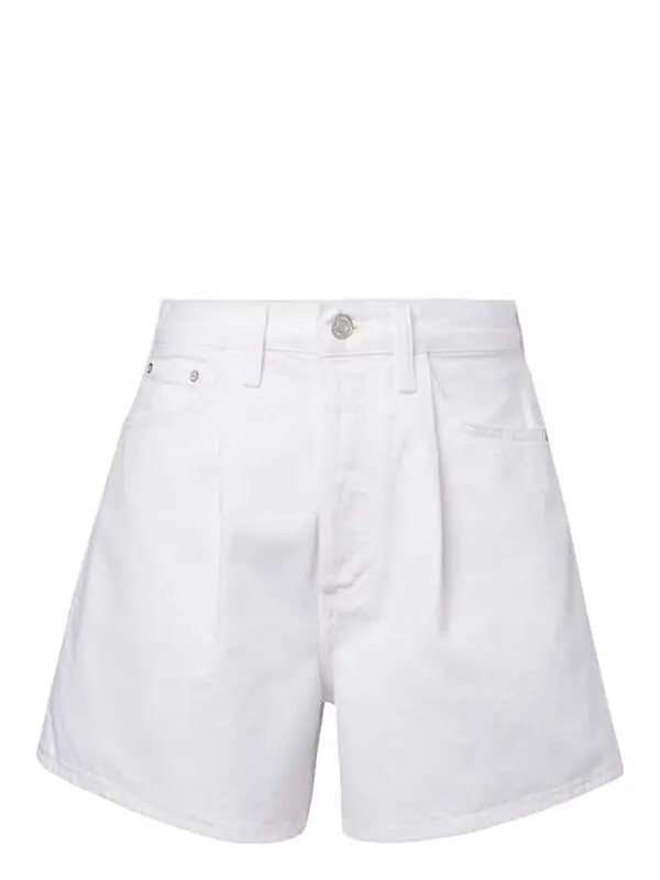 AGOLDE Rhoda Pleated High-rise Denim Shorts - White