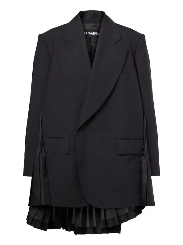 Junya Watanabe Pleated Wool Blazer Dress - Black