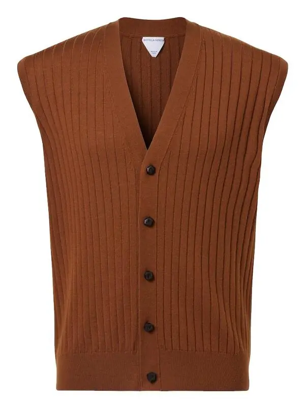 Bottega Veneta Ribbed-knit Wool Sweater Vest - Brown