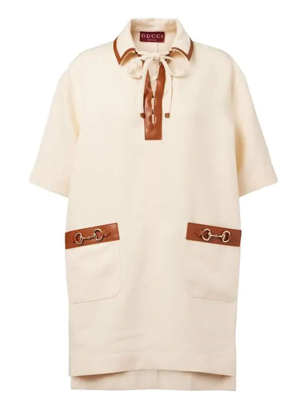 Gucci Horsebit Linen Canvas Mini Dress - Beige