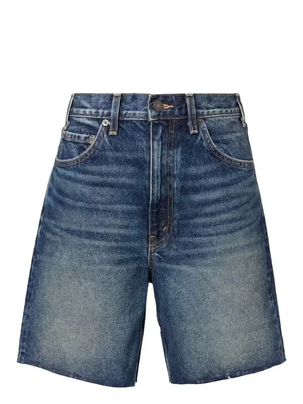 NILI LOTAN Russel Mid-rise Denim Shorts - Blue