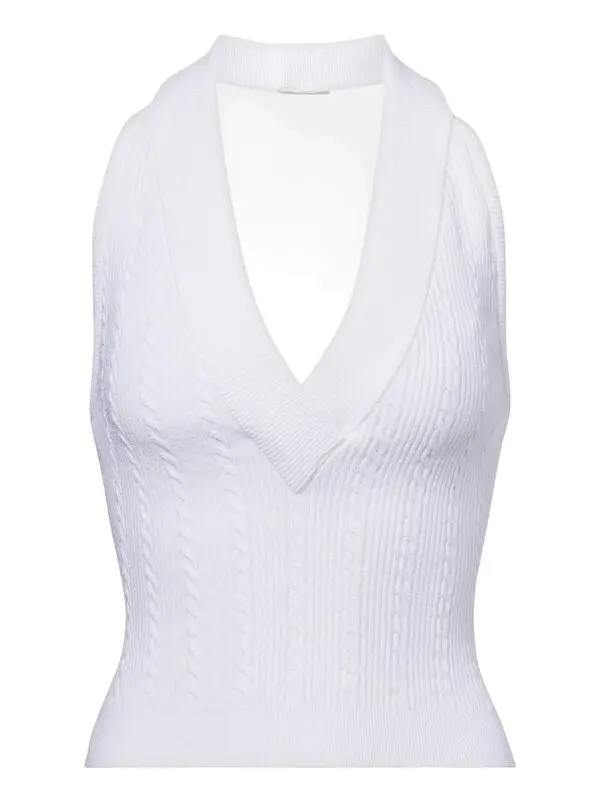 Balmain Cable-knit Halterneck Top - White