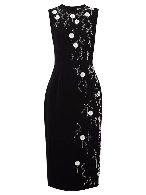 EMILIA WICKSTEAD Cappia Embellished Midi Dress - Black