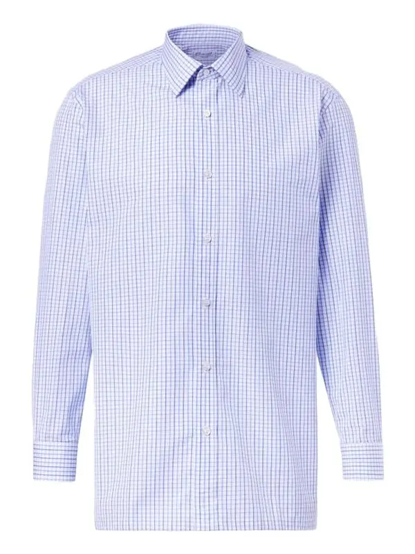 Charvet Checked Cotton Poplin Shirt - Blue