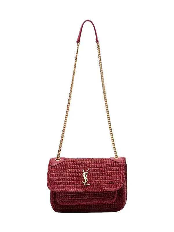 Saint Laurent Niki Mini Raffia Shoulder Bag - Red