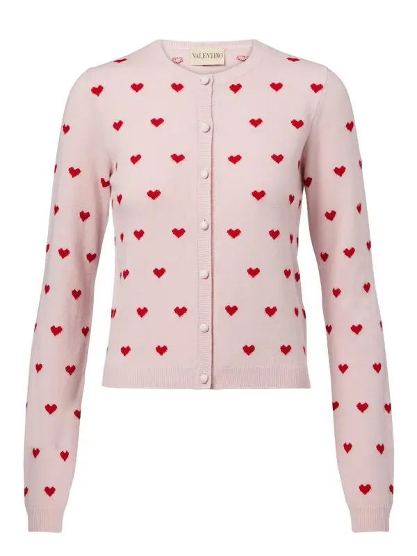 Valentino Garavani Jacquard Virgin Wool Cardigan - Pink