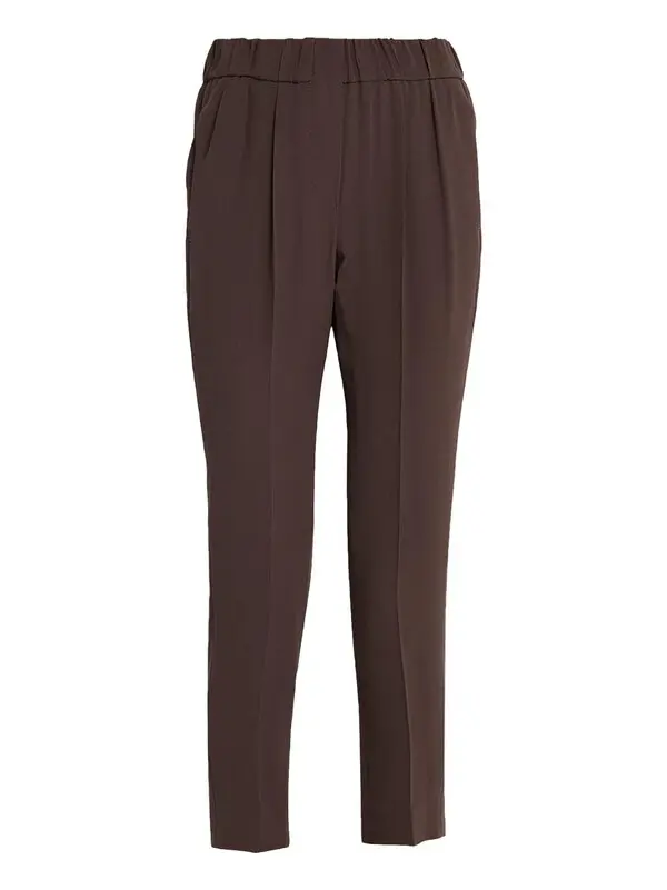 Brunello Cucinelli Silk Crepe Cady Ankle Pants - Brown