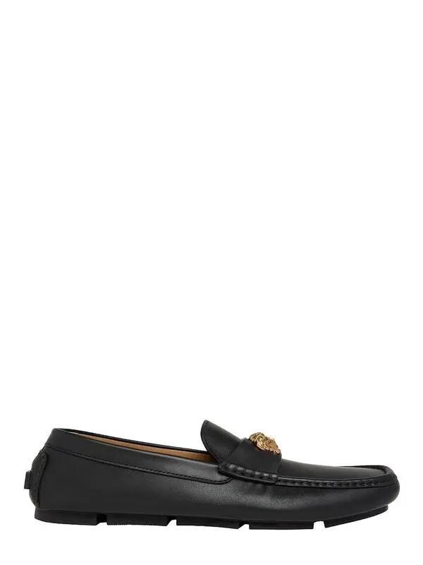 Versace Medusa Ornament Leather Drivers - Black
