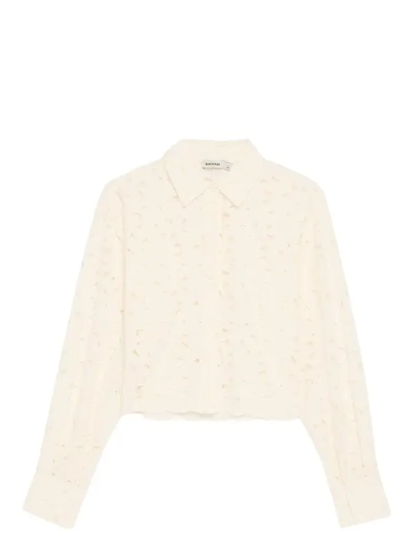 Simkhai Penelope Embroidered Long-sleeve Shirt - White