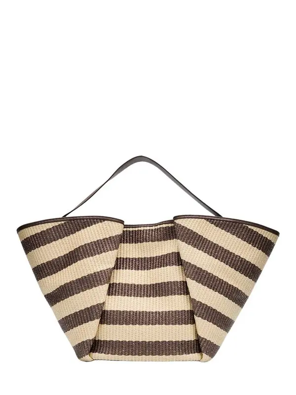 Brunello Cucinelli Striped Raffia Tote Bag - Panama Brown