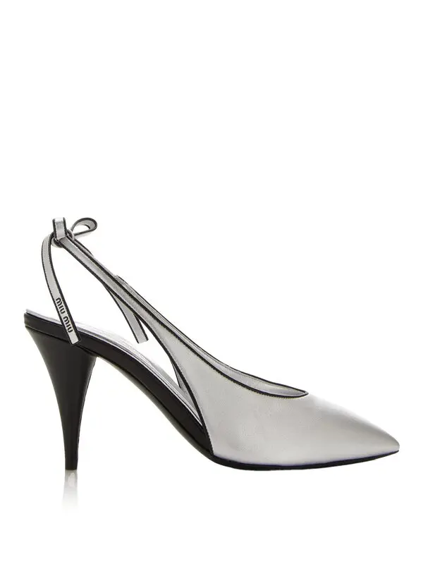 Miu Miu Metallic Leather Slingback Pumps - Silver