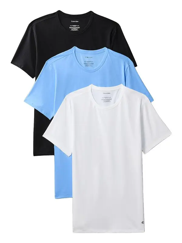 Calvin Klein Cotton Stretch Blend 3-pack Slim Fit Crewneck T-shirt - Black/blue Descent/white
