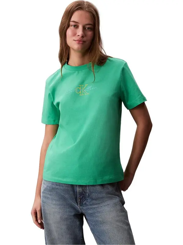 Calvin Klein Script Logo Graphic Classic T-shirt - Blossom Green