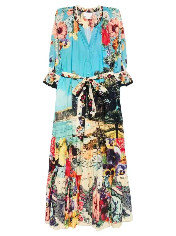 Camilla Bathing Bombshell Shirt Dress - Blue