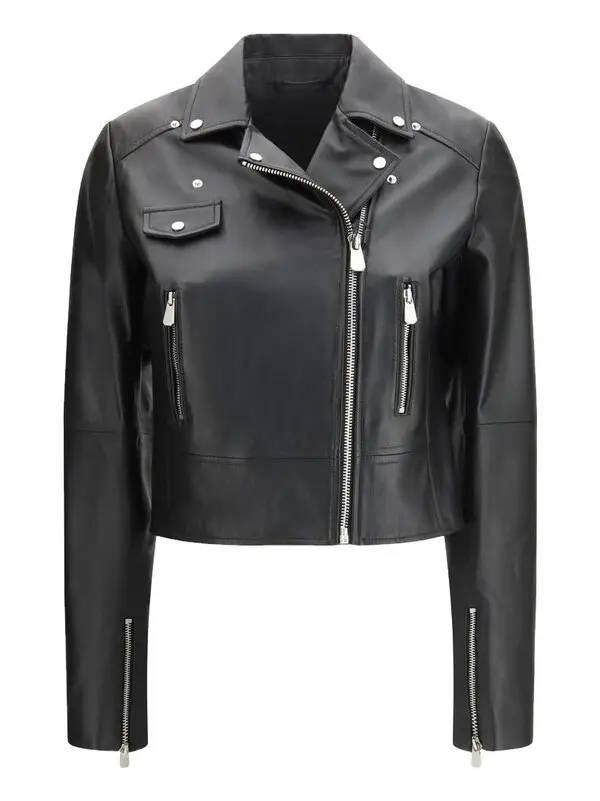 Pinko Studded Leather Jacket - Black