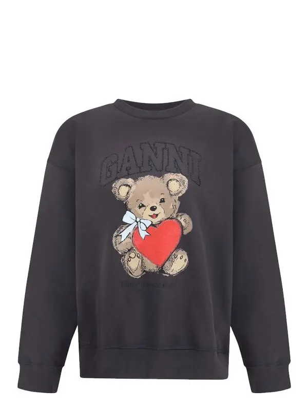 GANNI Teddy Print Sweatshirt - Black