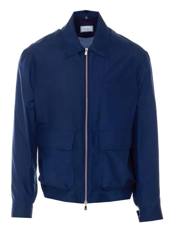 Brunello Cucinelli Jacket With Frontal Zip Closure - Blue