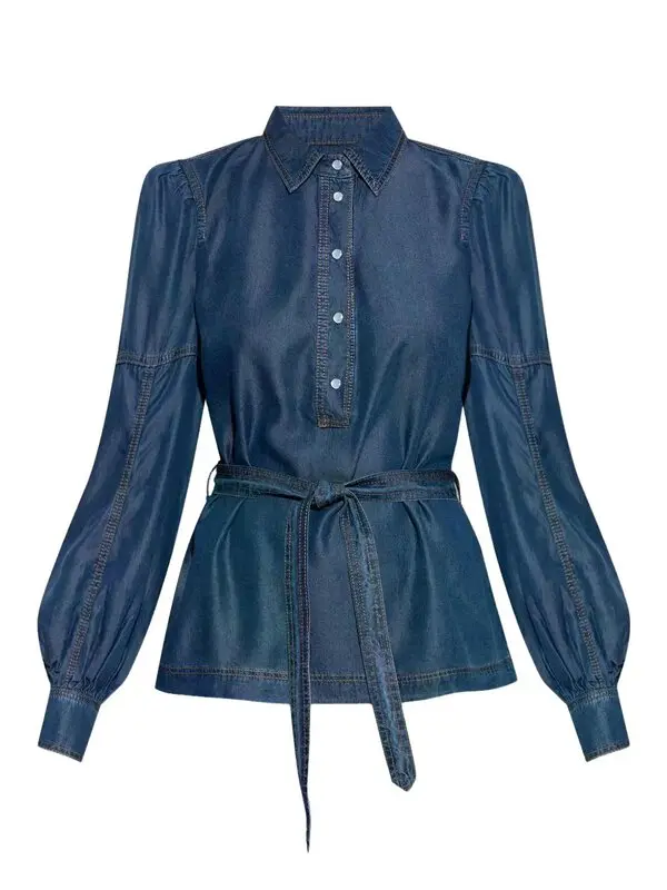 Munthe Denim Blouse With Belt - Blue