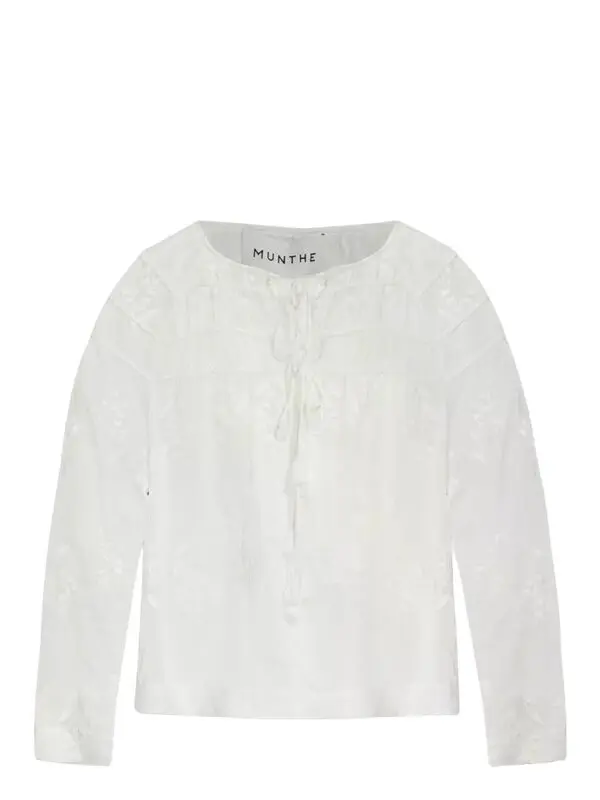 Munthe Embroidered Lace-up Blouse - Ivory