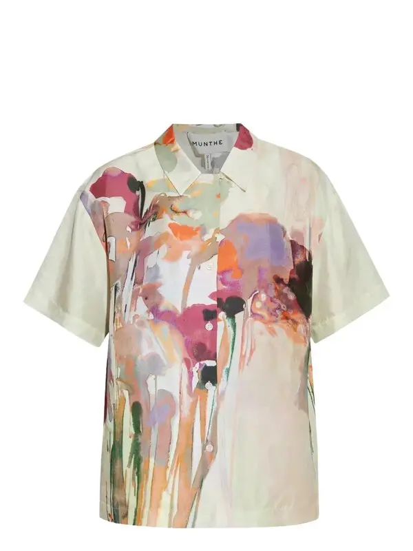 Munthe Floral-print Short-sleeve Shirt - Neutrals