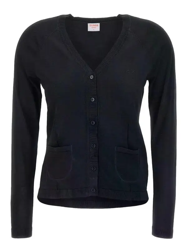 SUN 68 Button-front Long-sleeve Cardigan - Black
