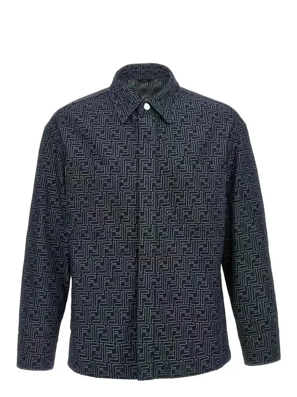 Fendi Monogram-pattern Shirt Jacket - Blue