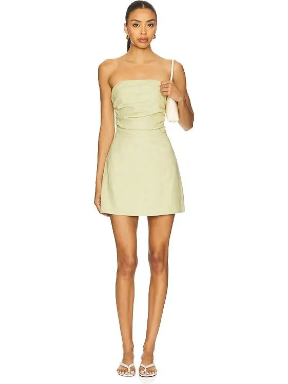 SNDYS Romi Linen Strapless Dress - Pear