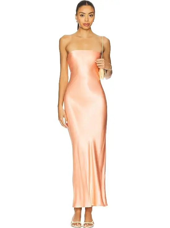 SNDYS Angel Strapless Midi Dress - Coral