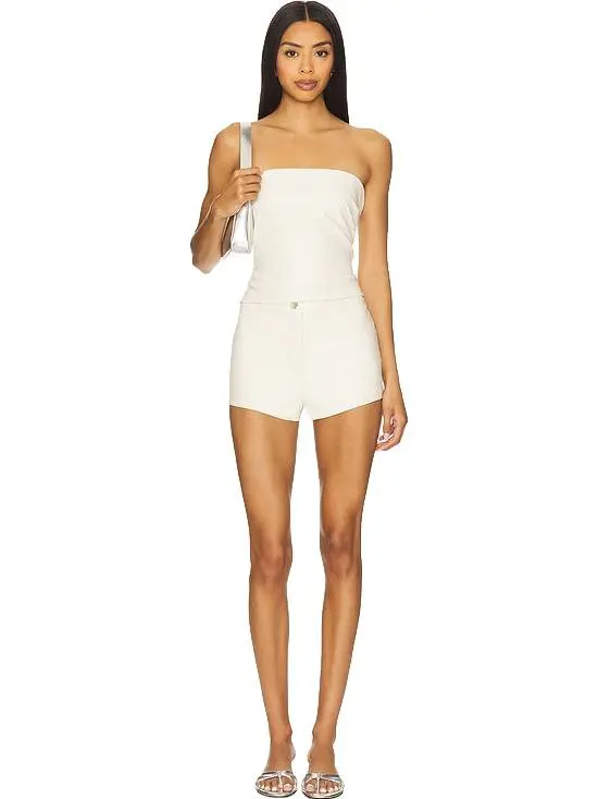Superdown Kayla Faux Leather Short Set - Cream