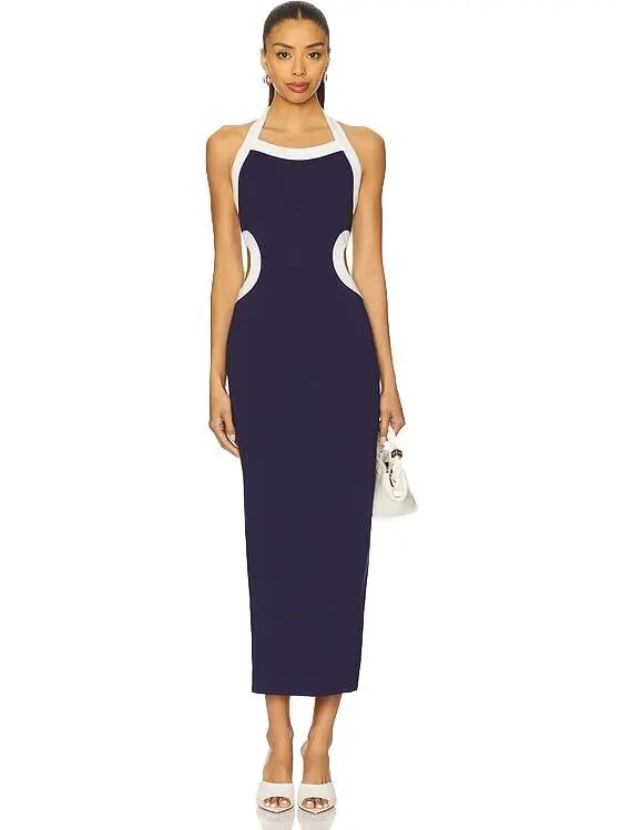 LOVERS AND FRIENDS Eliza Midi Dress - Navy & White