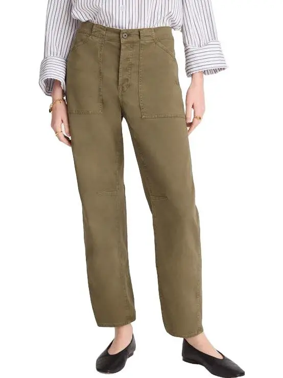 Madewell Darted Barrel Leg Trousers - Safari Khaki