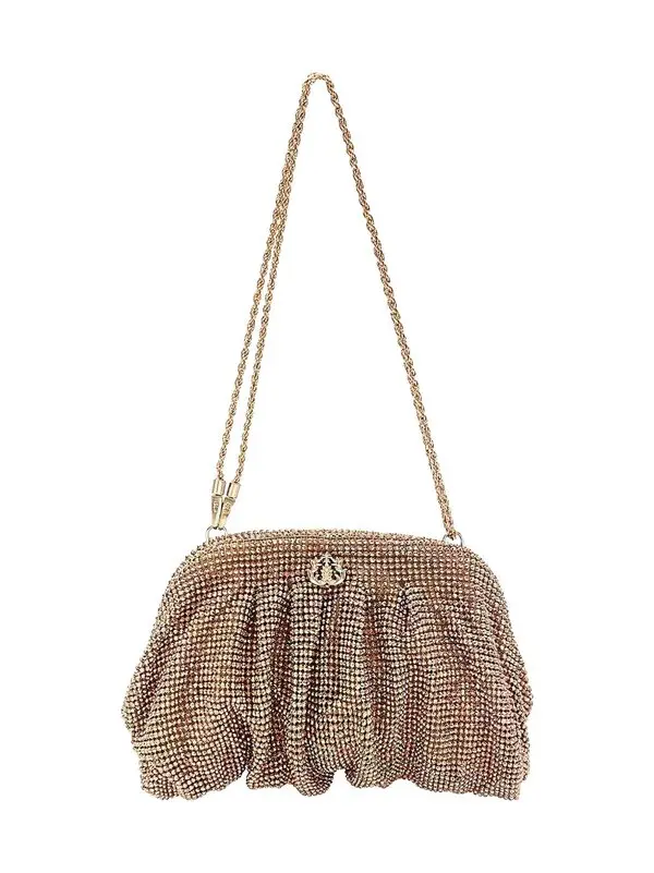 ISLA Crystal-embellished Clutch - Brown