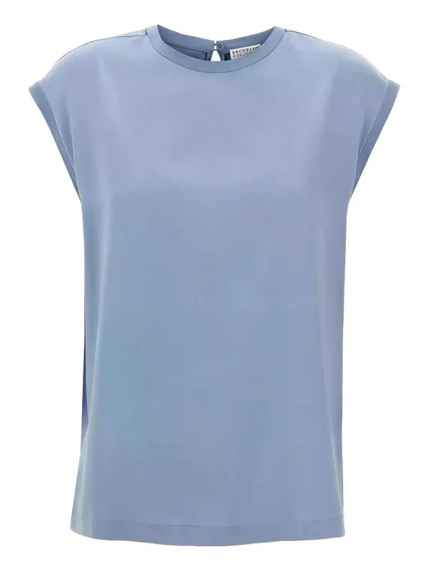 Brunello Cucinelli Silk T-shirt - Blue