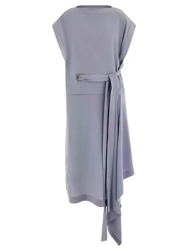 FERRAGAMO Gancio-detail Silk Dress - Grey