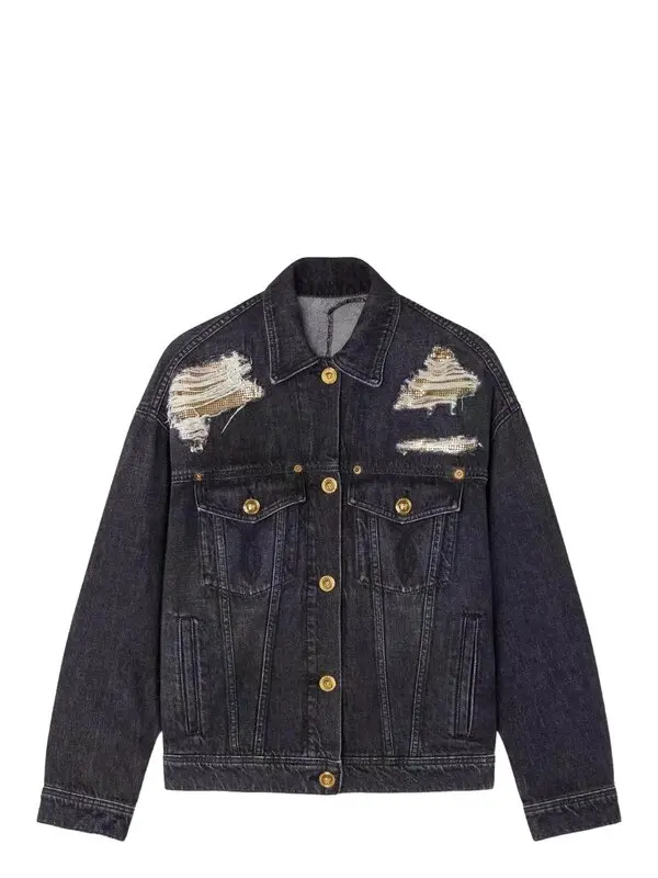 Versace Distressed Denim Jacket - Blue
