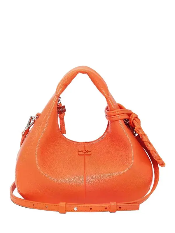 GANNI Mini Textured Leather Tote Bag - Orange