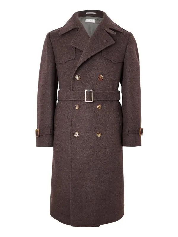 Brunello Cucinelli Belted Wool Coat - Brown