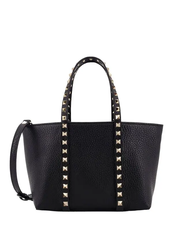 Valentino Garavani Rockstud Leather Shopper - Black