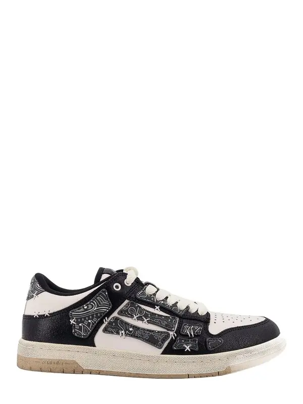 Amiri Bandana Skel Top Low Leather Sneakers - Black
