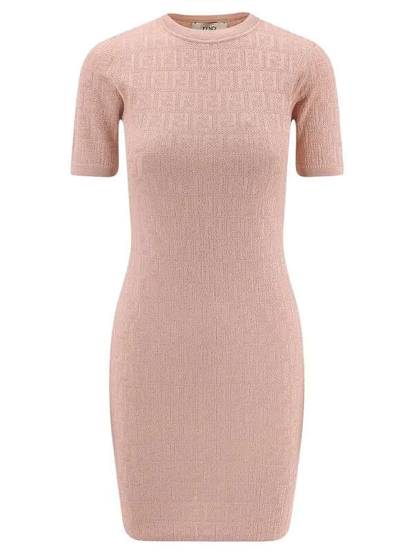 Fendi Ff Cotton And Viscose Dress - Pink